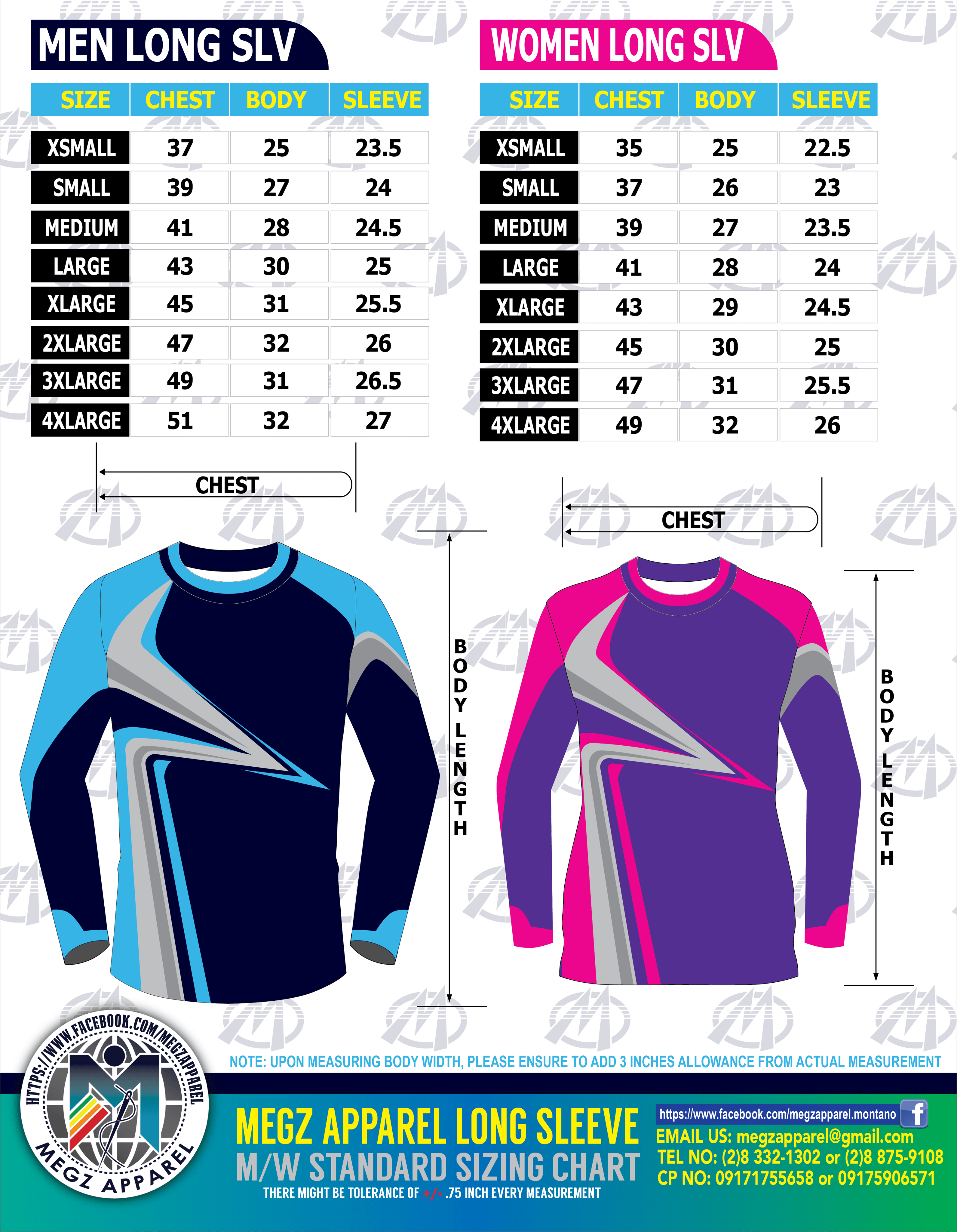 LONG-SLEEVES-CHART – MEGZ Apparel