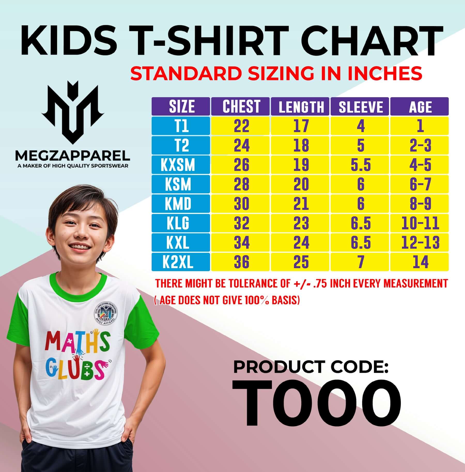 T-SHIRT KIDS SIZE CHART – MEGZ Apparel